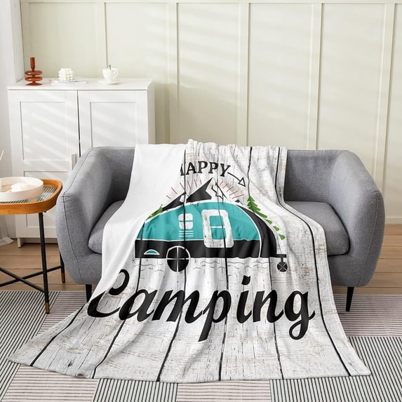 Camper Fleece Throw Blanket Kids Camping Flannel Throw Blanket for Bed ...