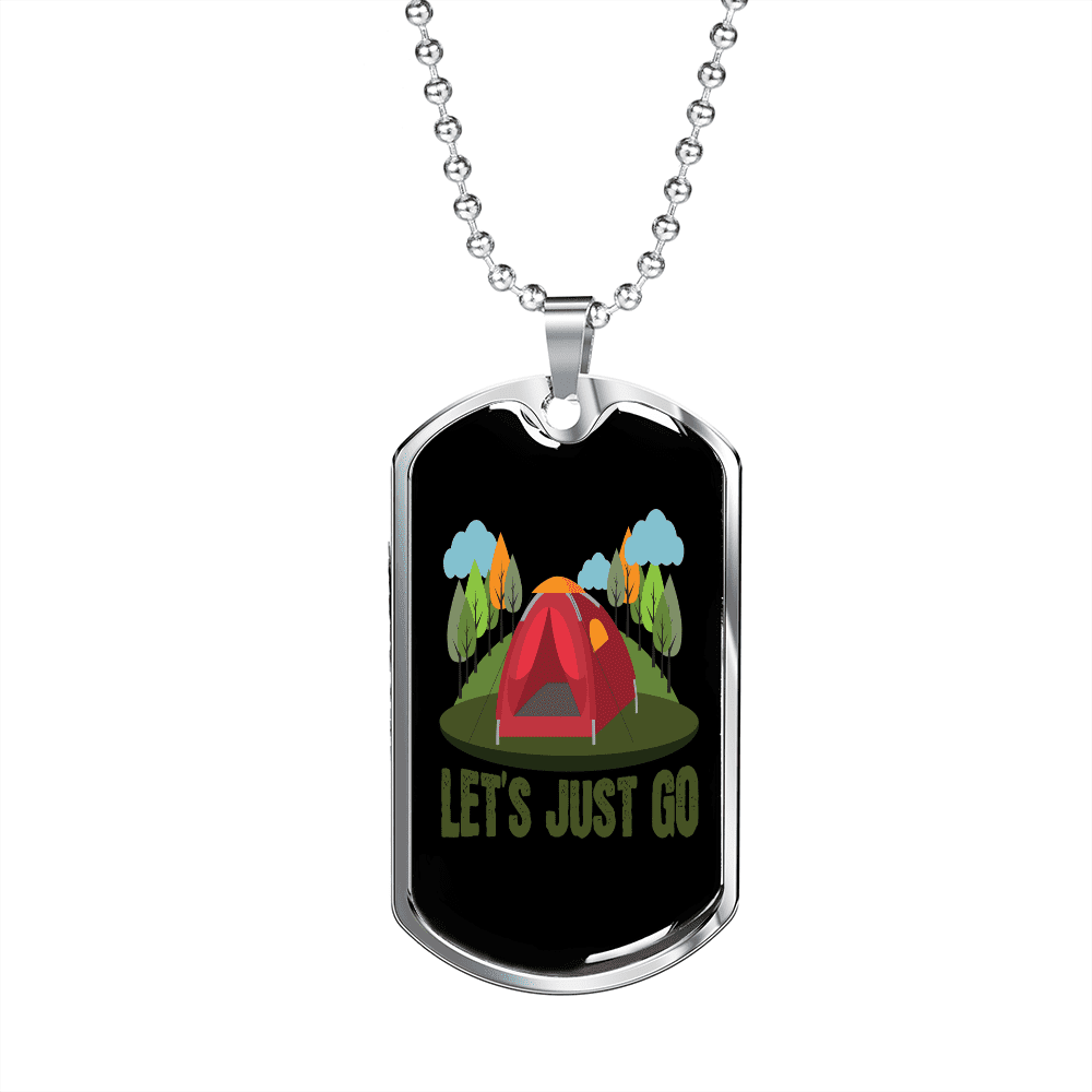 Camper Necklace Let's Just Go Red Tent Necklace Stainless Steel or 18k ...