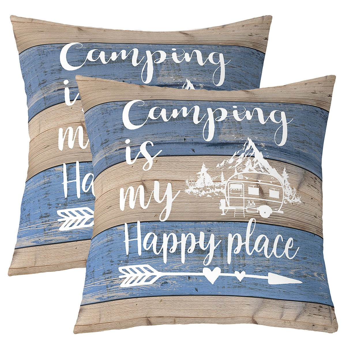 Camper Pillow Covers,Camping Themed Throw Pillow Covers for Travel ...