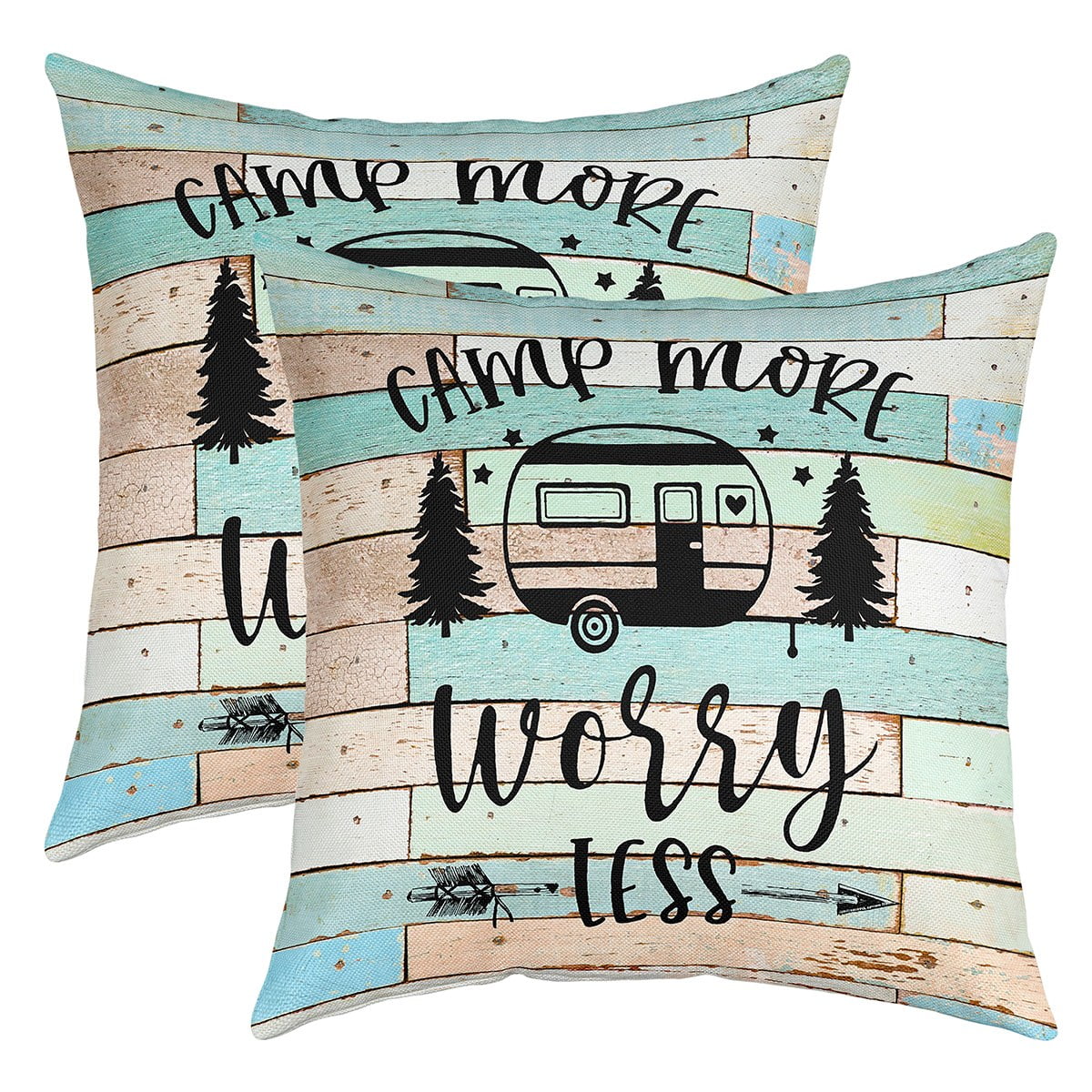 Camper Pillow Covers,Camping Themed Throw Pillow Covers for Travel ...