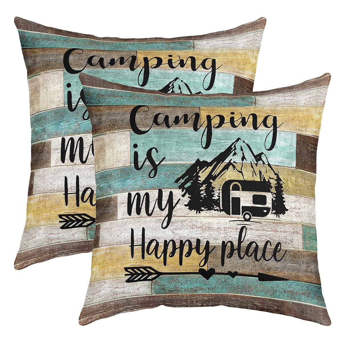 Camper Pillow Covers,Camping Themed Throw Pillow Covers for Travel ...