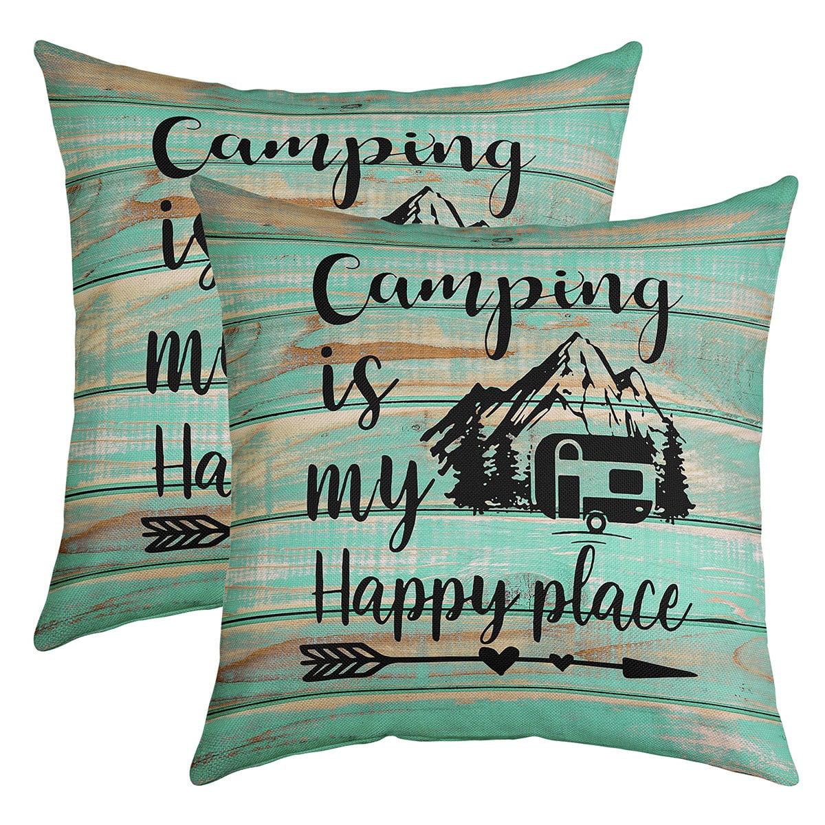 Camper Pillow Covers,Camping Themed Throw Pillow Covers for Travel ...