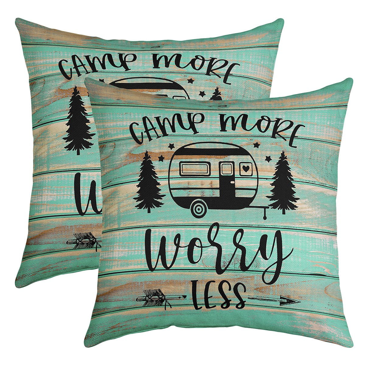 Camper Pillow Covers,Camping Themed Throw Pillow Covers for Travel ...