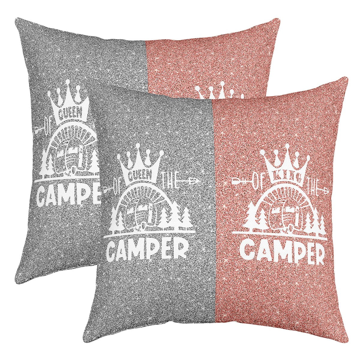 Camper Pillow Covers for Travel Trailers,King and Queen Camping Throw ...