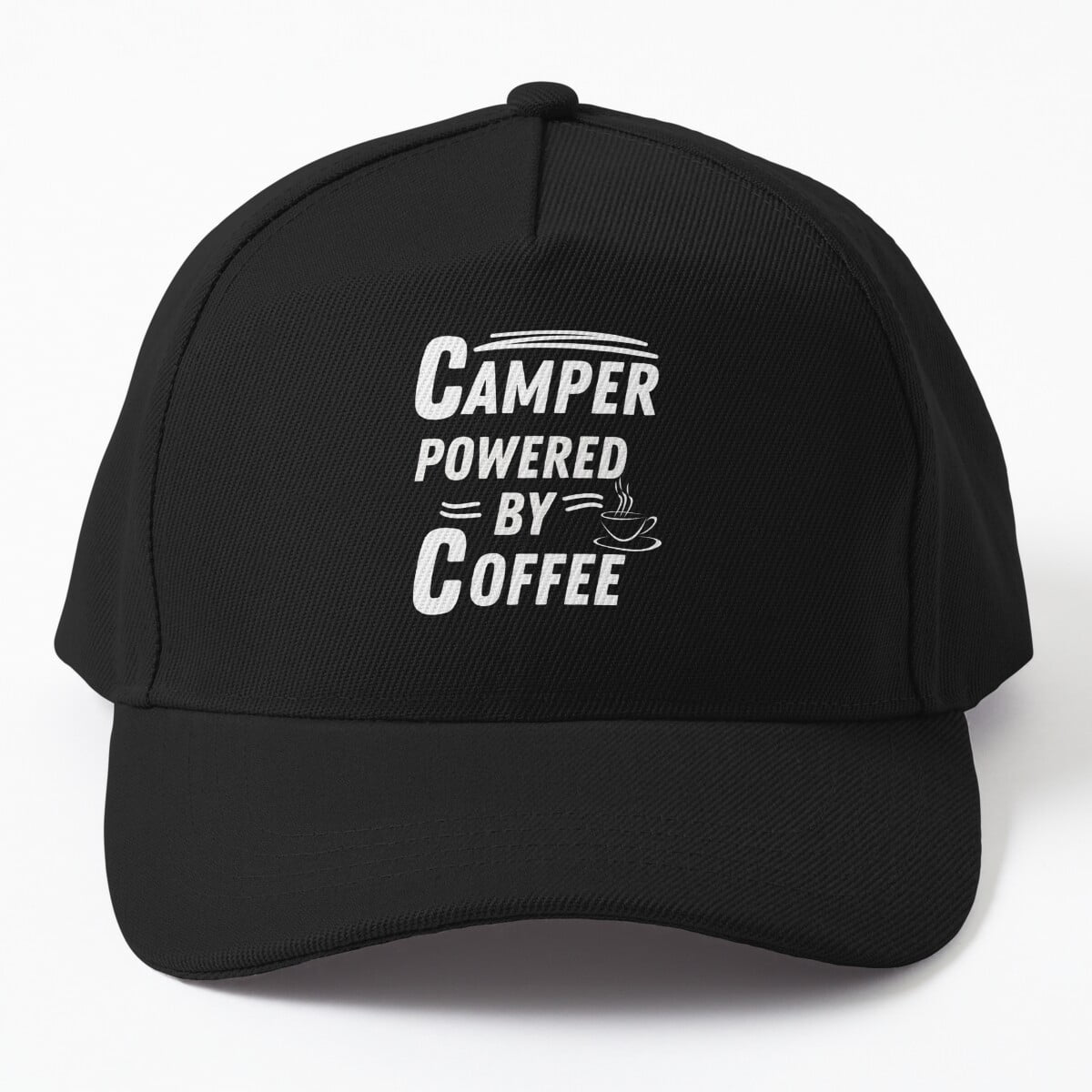 Camper Powered By Coffee Baseball Cap, Inspirational Graphic Cap Unisex ...