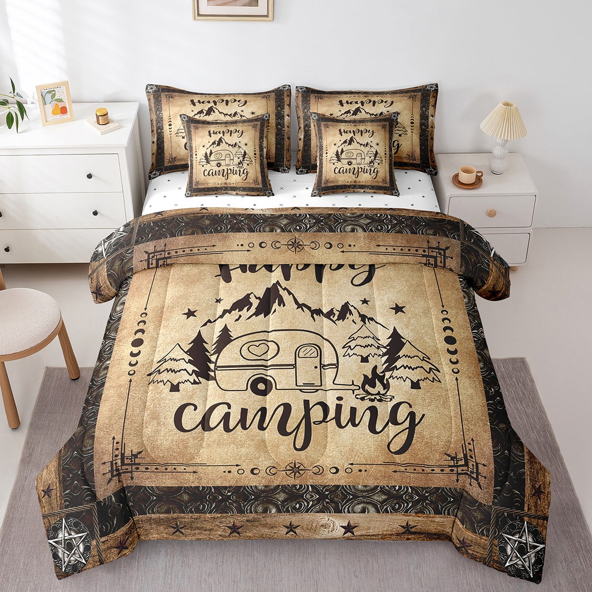 Camper Queen Bedding Sets 7-Piece For Kids Boys,Rustic Farmhouse ...