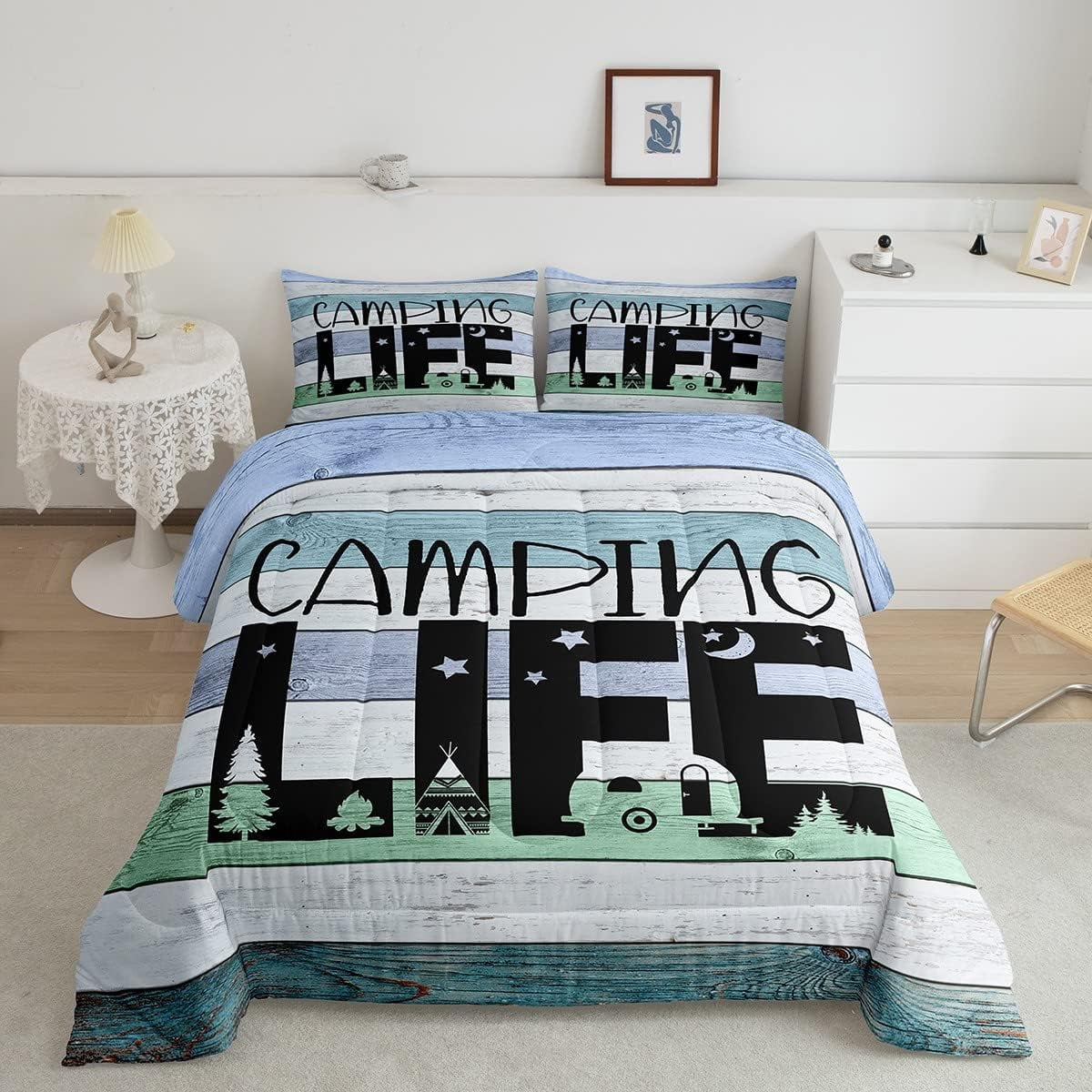 Camper Quilt Bedding for Travel Trailers Bunk Beds Happy Camping ...
