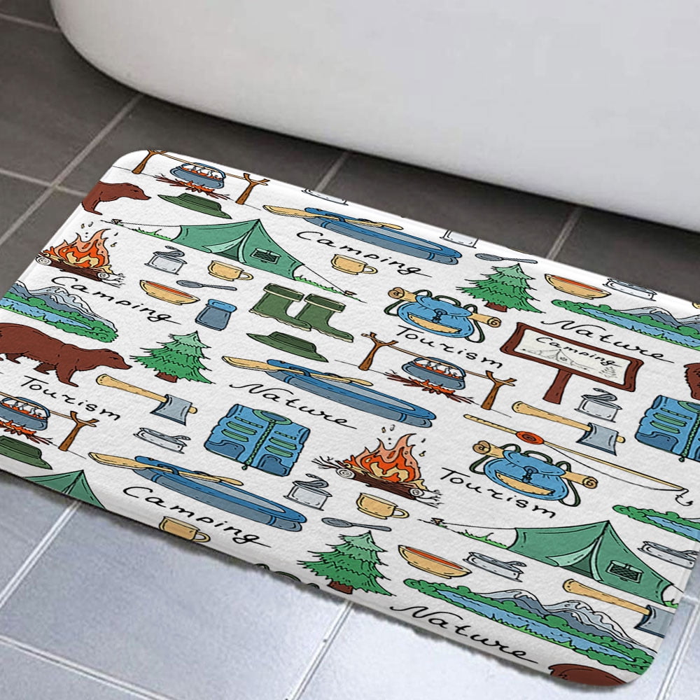 Camper RV Bathroom Rugs, Retro Rustic Wood Neutral Color For Travel ...