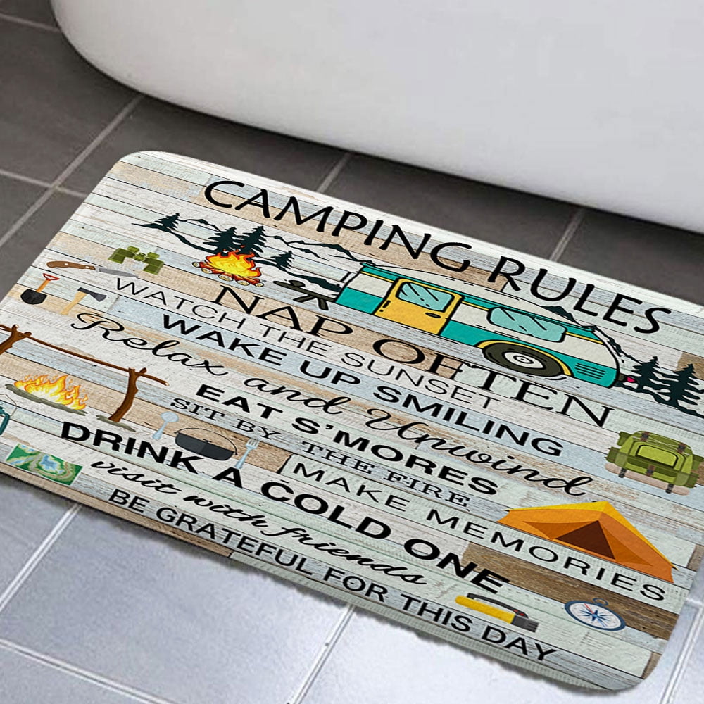 Camper RV Bathroom Rugs Retro Rustic Wood Neutral Color for Travel ...