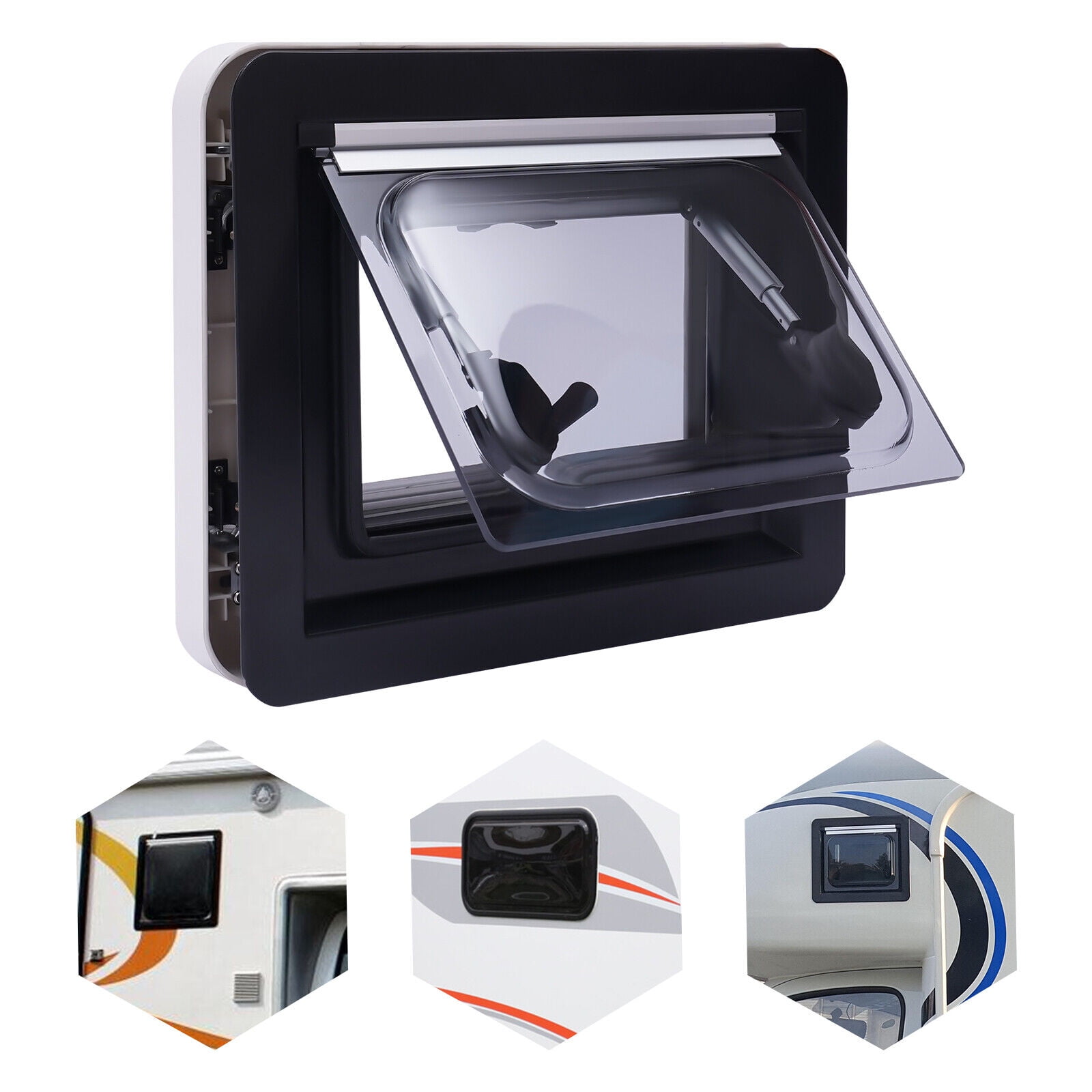 Camper RV Caravan Top Hinged Window External Push Window Aluminum Camper RV Caravan Top Hinged ...