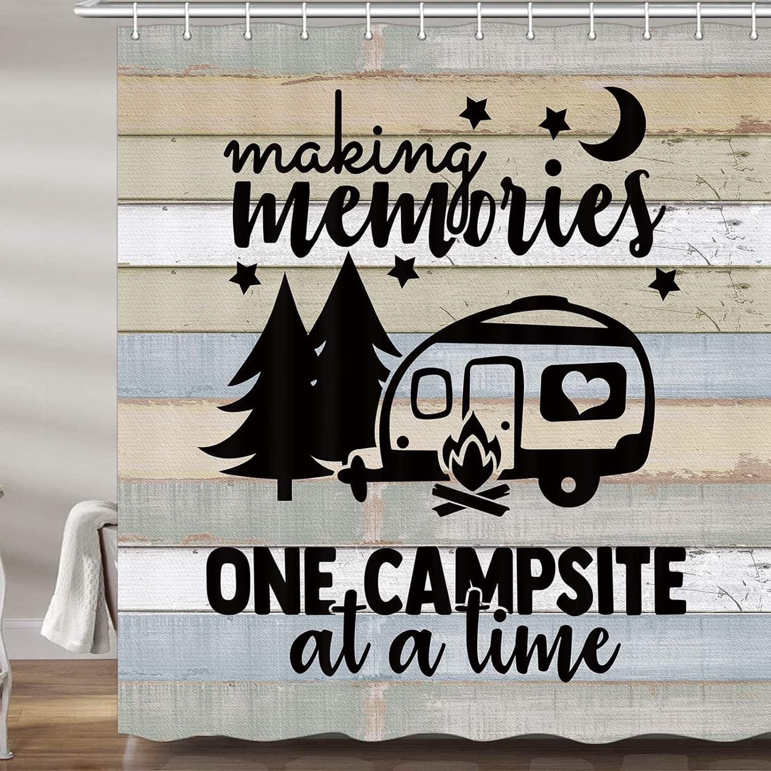 Camper RV Shower Curtains for Bathroom, Farmhouse Camping Fabric Shower ...