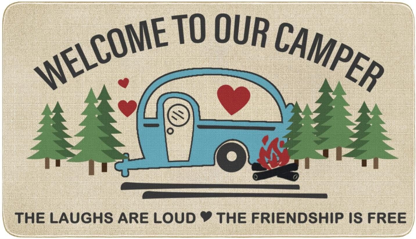 Camper RV Travel Trailer Door Mat, Camping Rug Decor for Campervan ...
