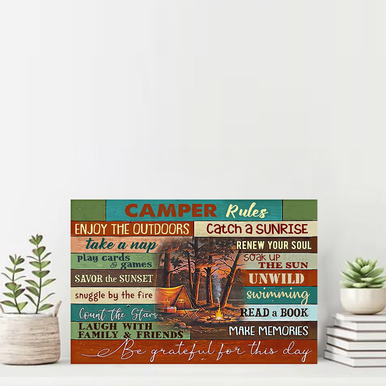 Camper Rules Enjoy The Outdoor Horizontal Poster Camping poster Gift ...