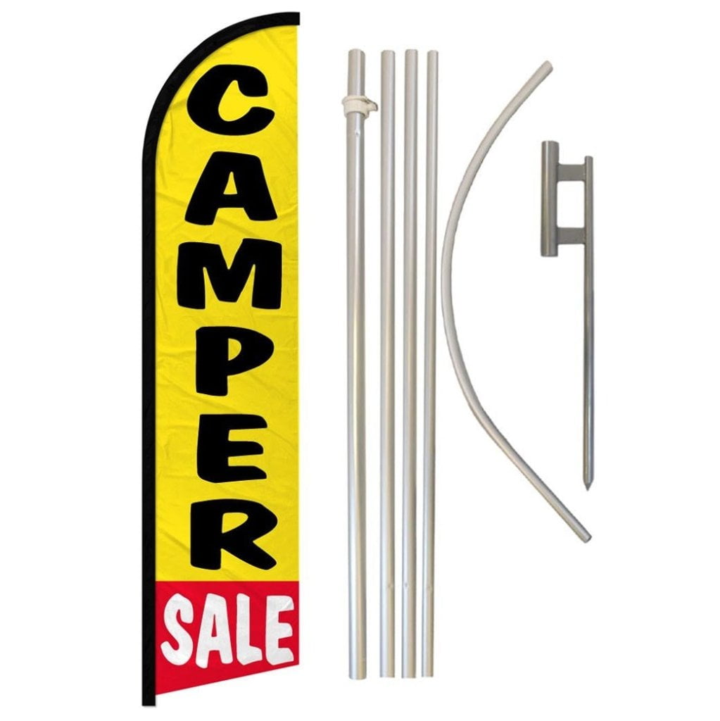 Camper Sale Windless Banner Flag & Pole Kit - Walmart.com