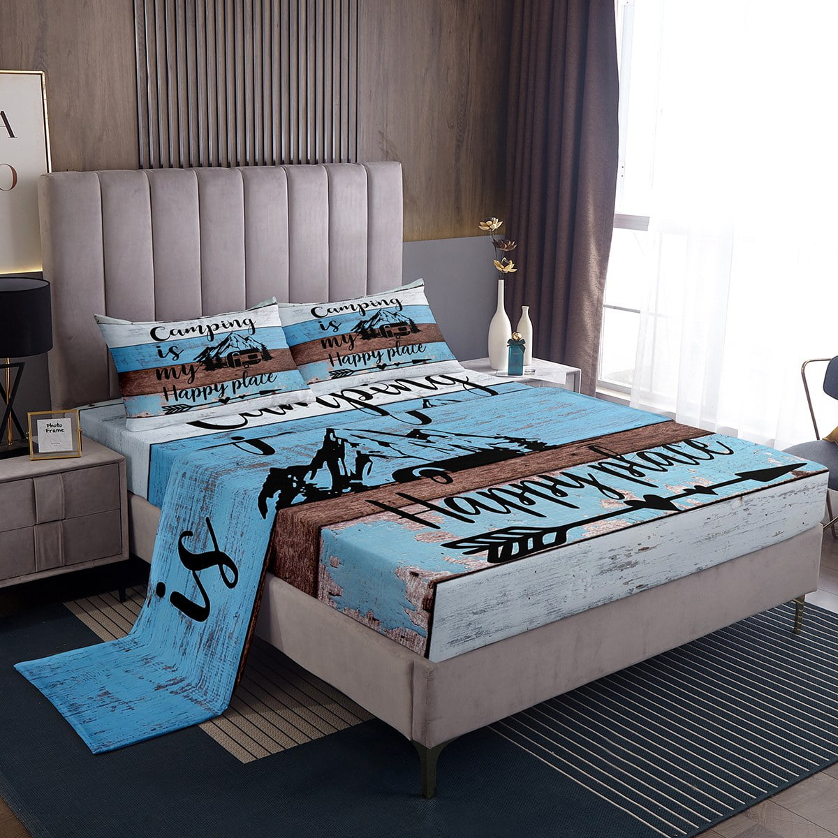 Camper Sheet Set for Women,Camping Themed Bed Sheets,RV Camping Car ...