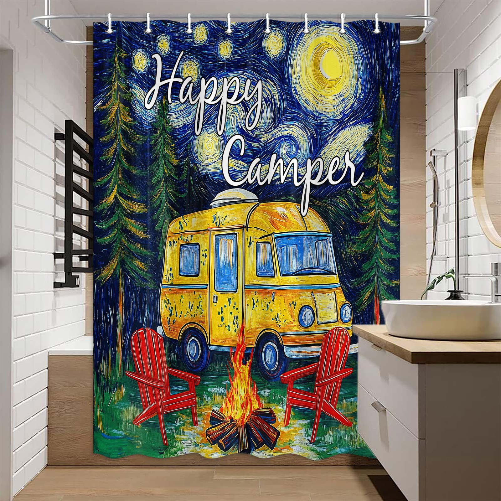 Camper Shower Curtain, Van Gogh Starry Night RV Shower Curtain for ...