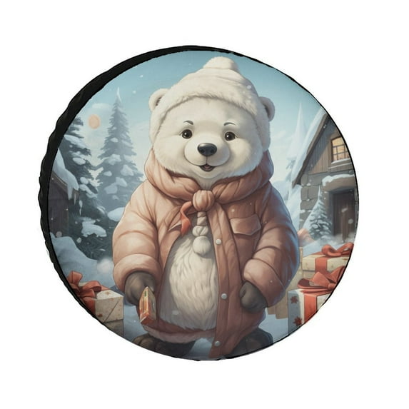 Camper Spare Tire Cover 12inch Cartoon Polar Bear Christmas Wheel ...