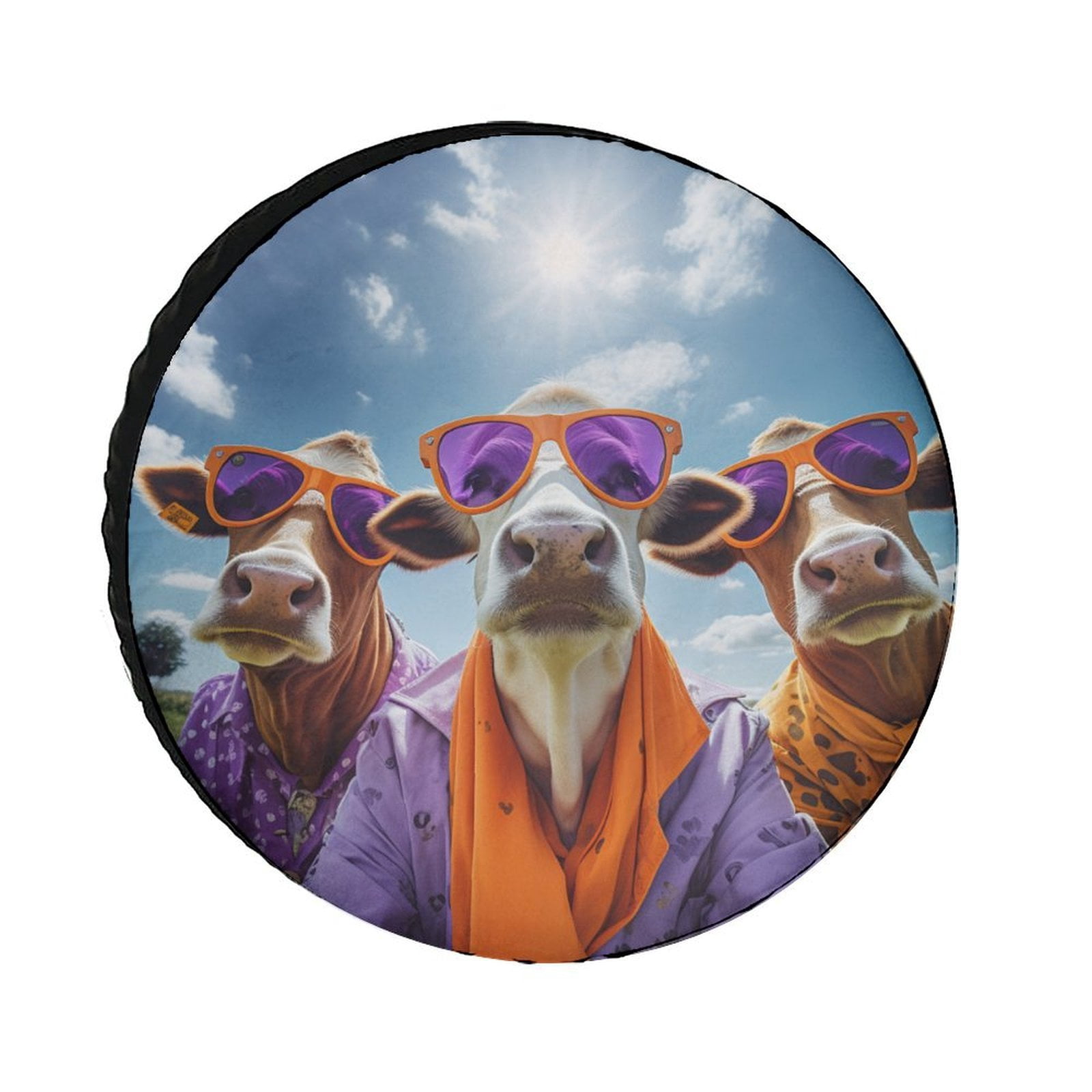 Camper Spare Tire Cover 12inch Cows Wearing Sunglasses Wheel Protectors ...