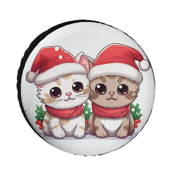 Camper Spare Tire Cover 12inch Cute Cartoon Christmas Cats Wear Santa ...