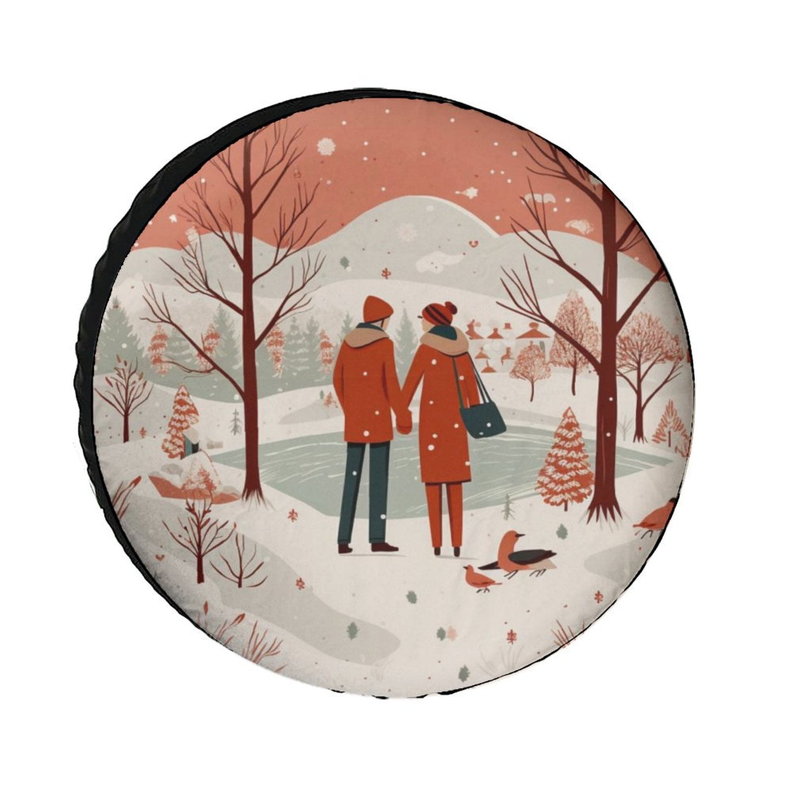 Camper Spare Tire Cover 12inch Snow Scene Holiday Wheel Protectors Tire ...