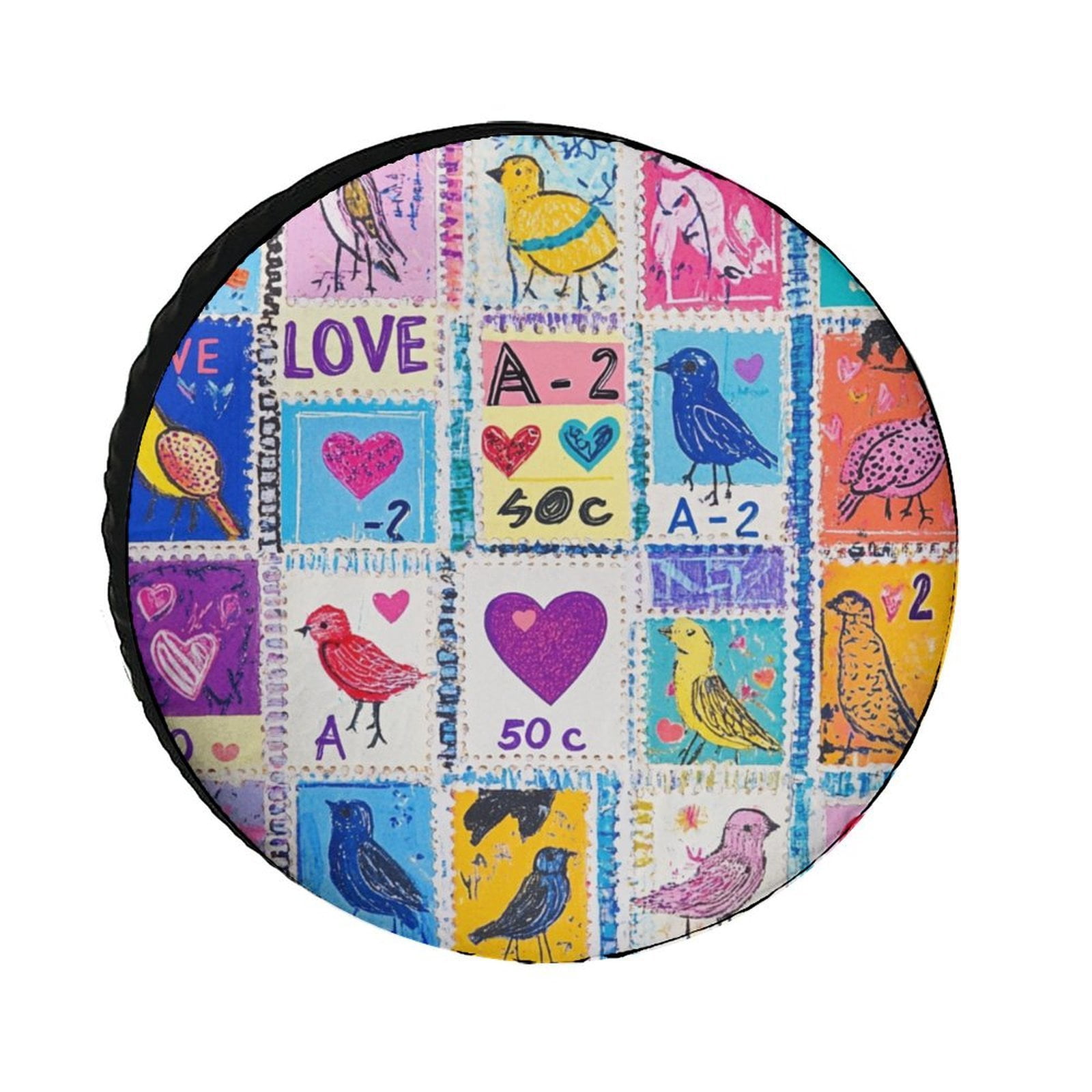 Camper Spare Tire Cover 12inch Valentine's Day Love Stamps Weatherproof ...