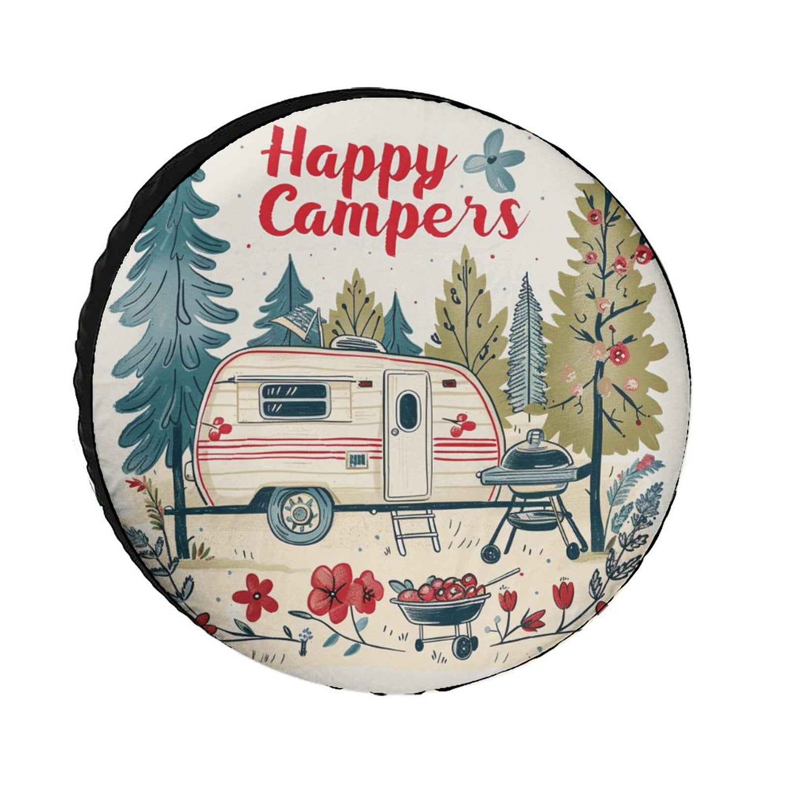 Camper Spare Tire Cover 13 Inch Happy Campers Wheel Protectors ...