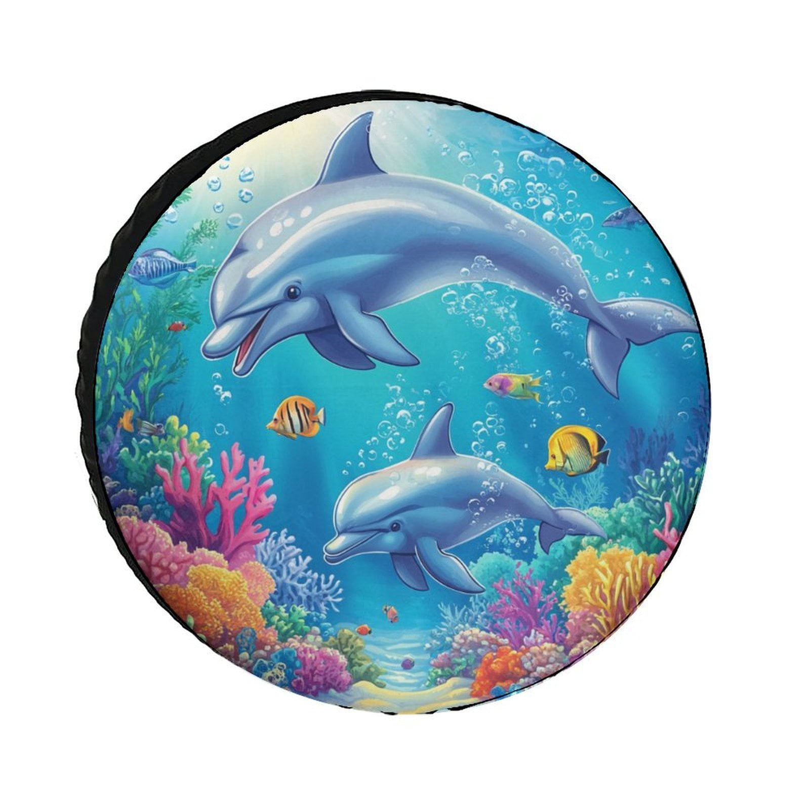 Camper Spare Tire Cover 13inch Beautiful Underwater World Two Dolphins ...