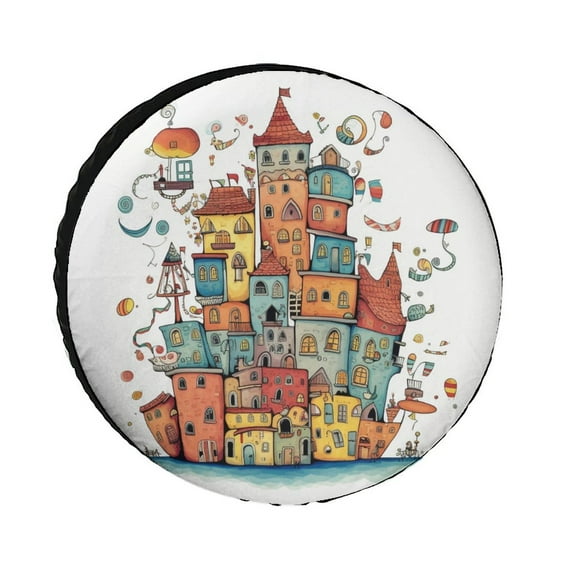 Camper Spare Tire Cover 13inch Cartoons House Camping Wheel Protectors ...