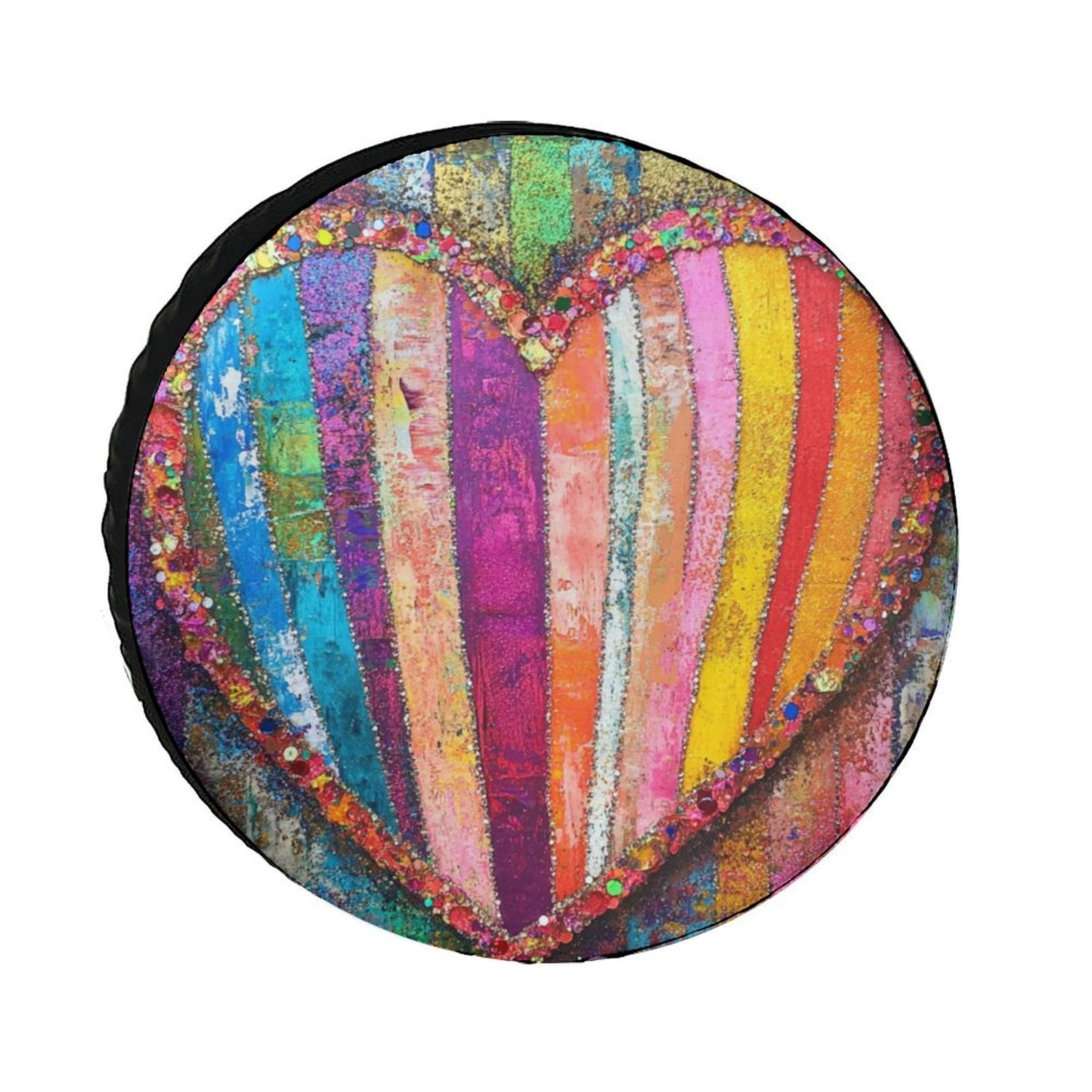 Camper Spare Tire Cover 13inch Colorful Stripes Heart Polyester ...