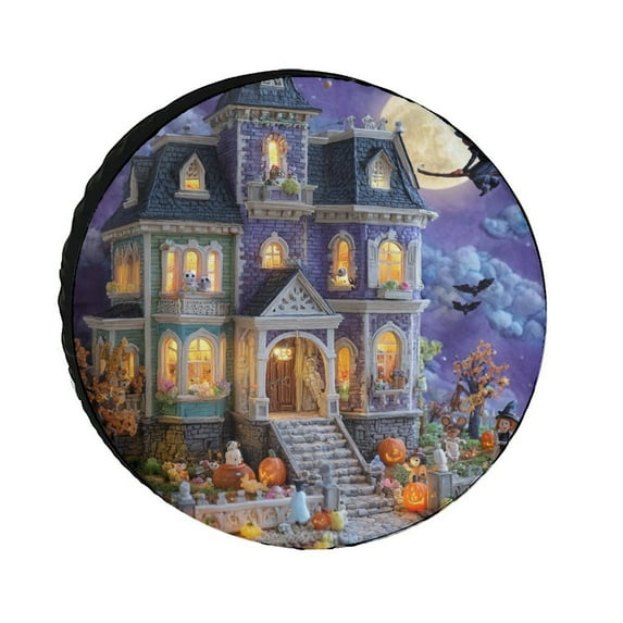 Camper Spare Tire Cover 13inch Haunted House Pumpkins Wheel Protectors ...