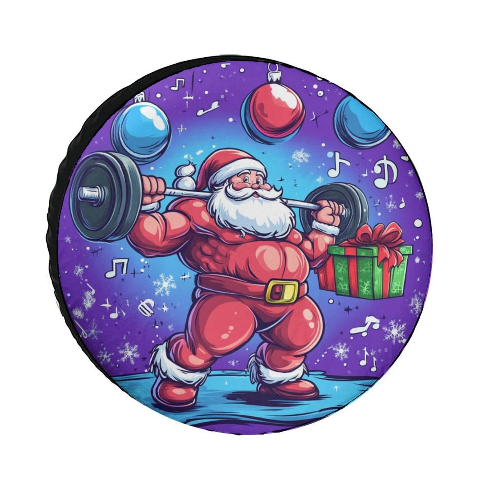 Camper Spare Tire Cover 13inch Santa Claus Lifting Weights with Gifts ...