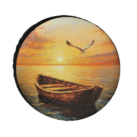 Camper Spare Tire Cover 13inch Sunset Sea Boat Protectors Weatherproof ...