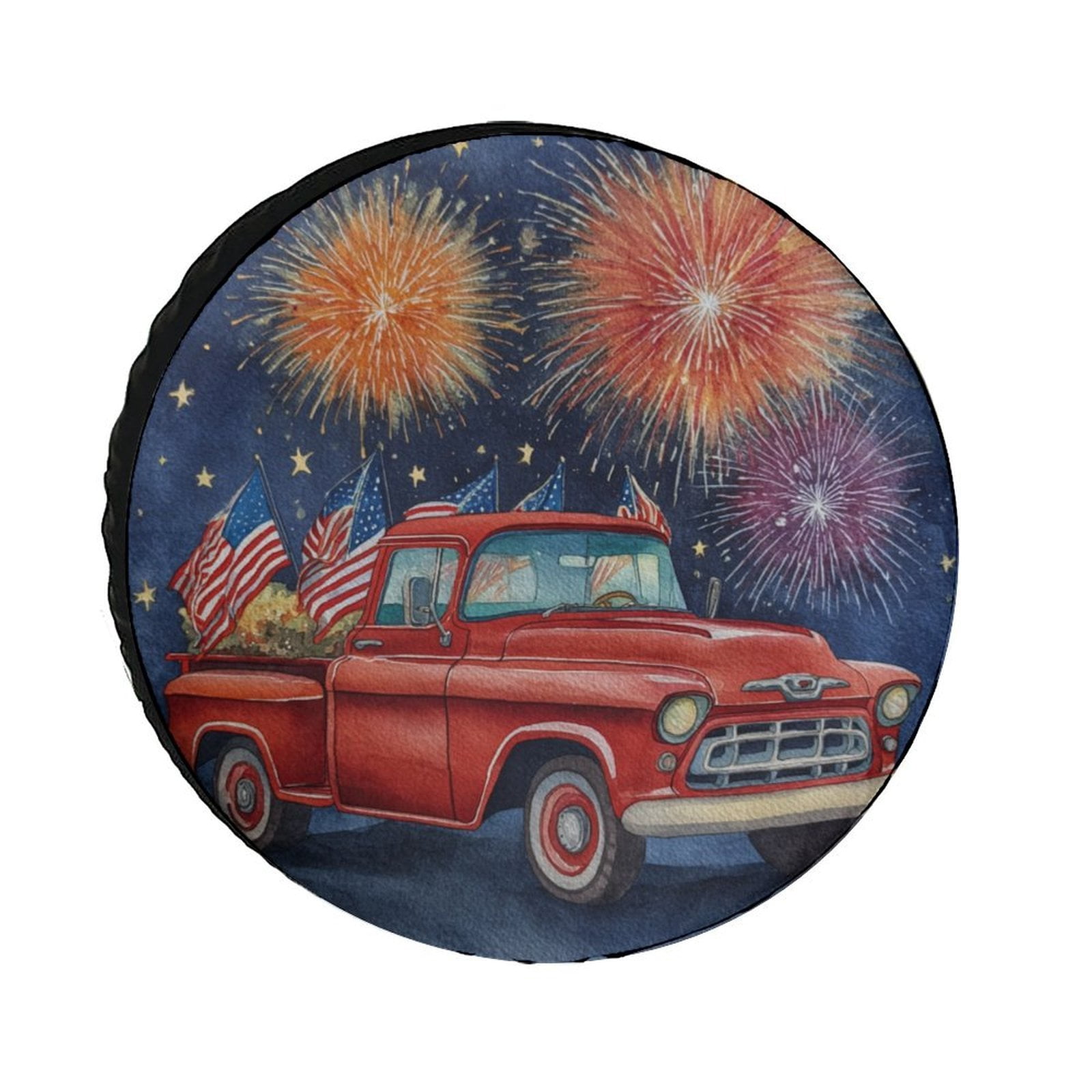 Camper Spare Tire Cover 13inch Watercolor Red Pickup Truck with ...