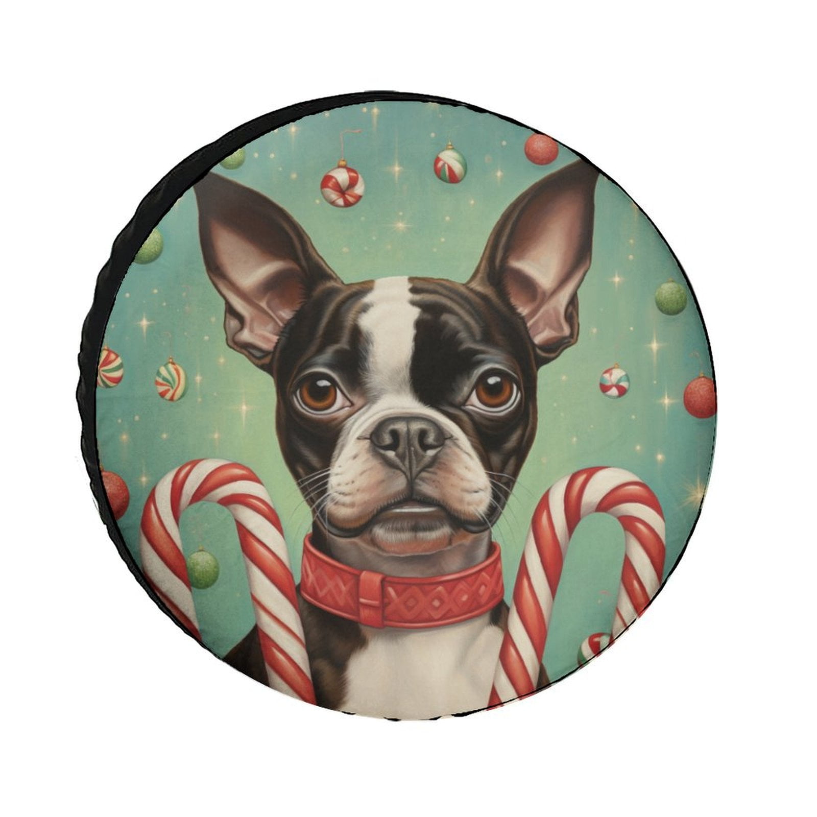 Camper Spare Tire Cover 14inch Boston Terrier With Candy Canes ...