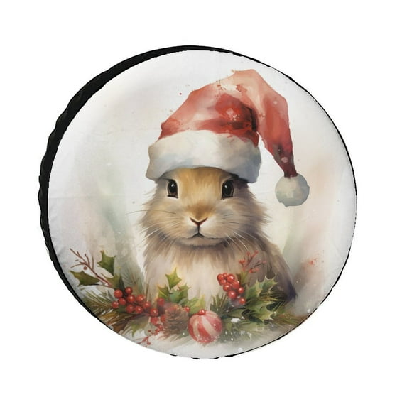 Camper Spare Tire Cover 14inch Bunny Wearing A Christmas Hat Wheel ...