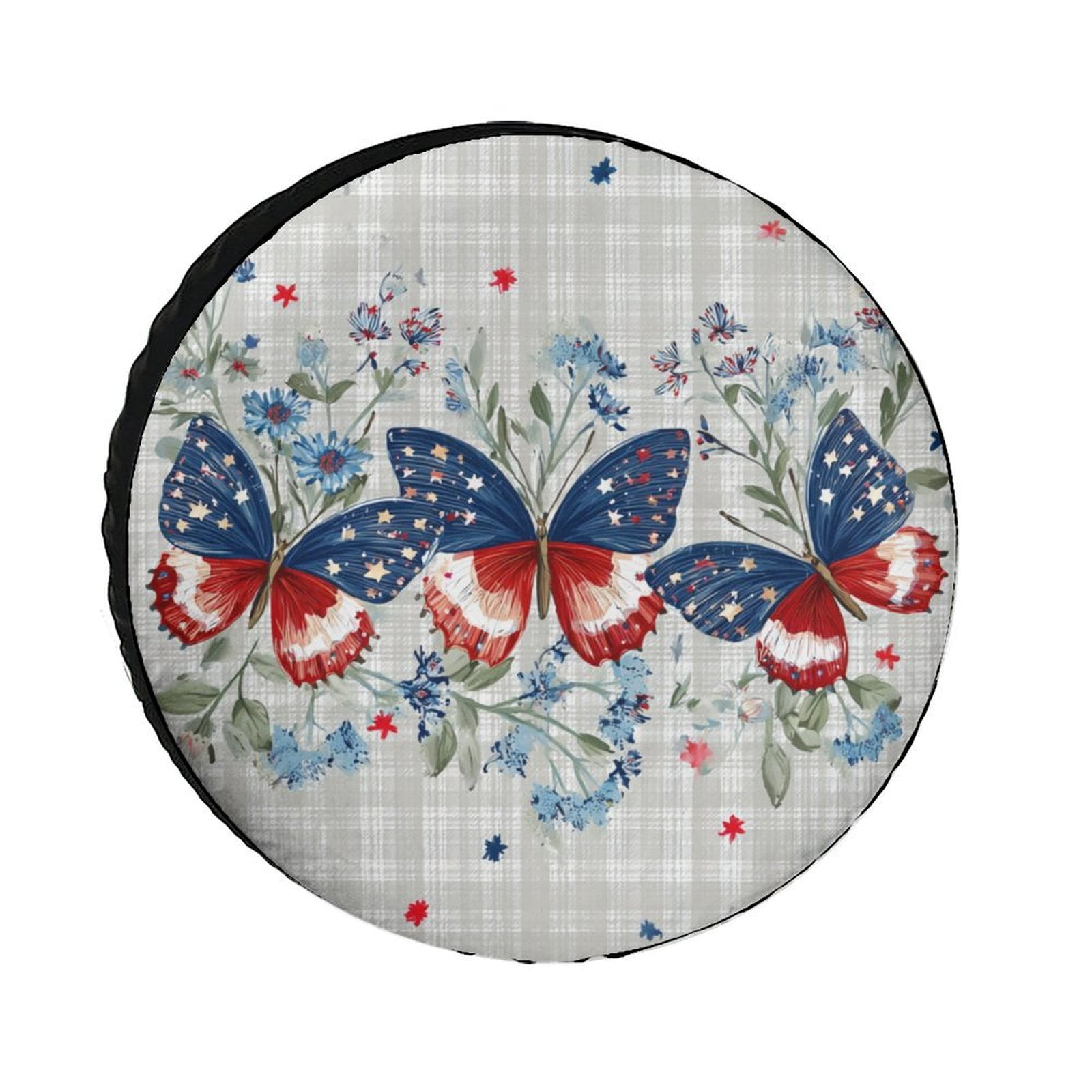 Camper Spare Tire Cover 14inch Green Leaves Butterfly Plaid Wheel ...