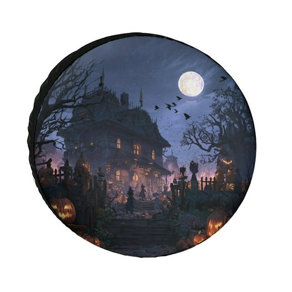 Camper Spare Tire Cover 14inch Haunted House Pumpkins Ravens Protectors ...