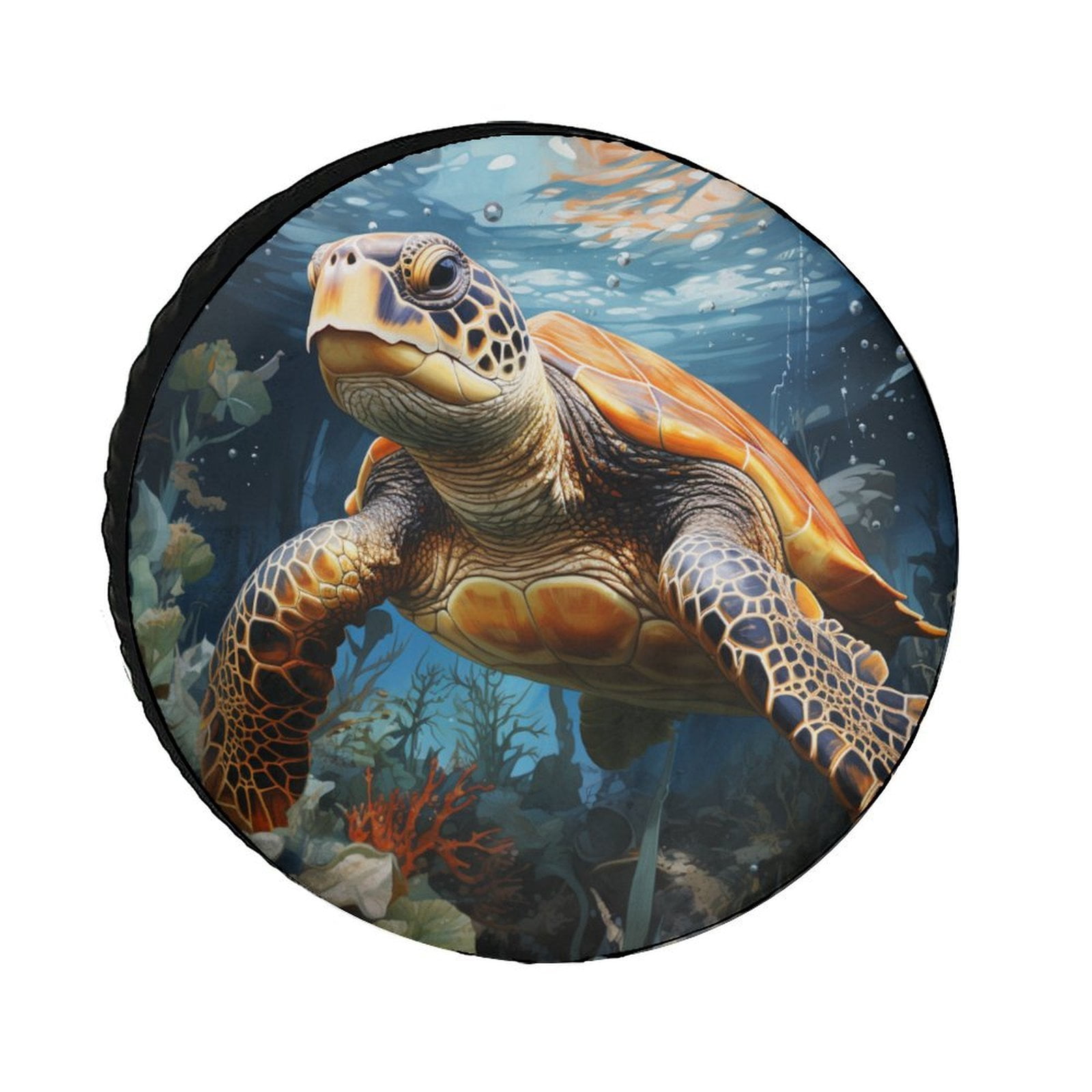 Camper Spare Tire Cover 14inch Oil Painting of A Sea Turtle with Coral ...
