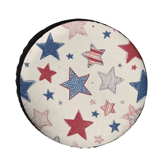 Camper Spare Tire Cover 14inch Red Blue Stars Independence Day ...