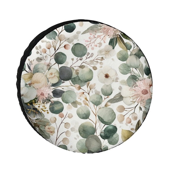 Camper Spare Tire Cover 14inch Watercolor Wildflowers And Eucalyptus ...