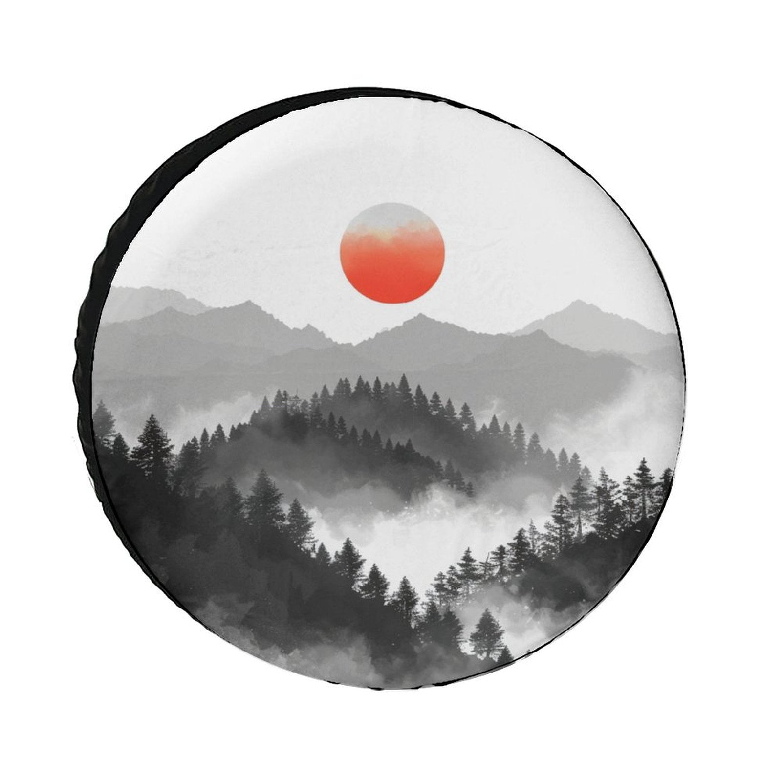 Camper Spare Tire Cover 15 Inch Foggy Forest Landscape with Pine Trees ...
