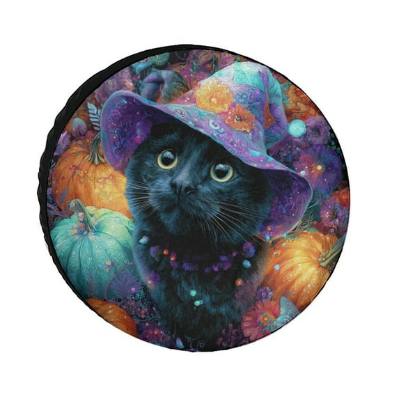 Camper Spare Tire Cover 15inch Fall Scary Cat Pumpkin Protectors ...