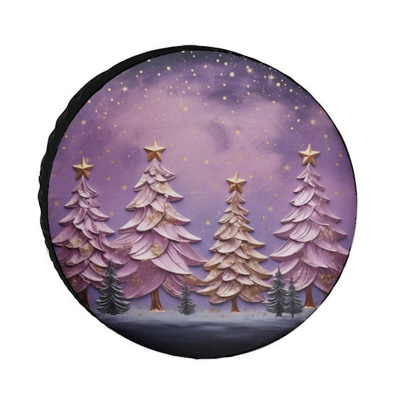 Camper Spare Tire Cover 15inch Light Violet And Gold Holiday Trees ...