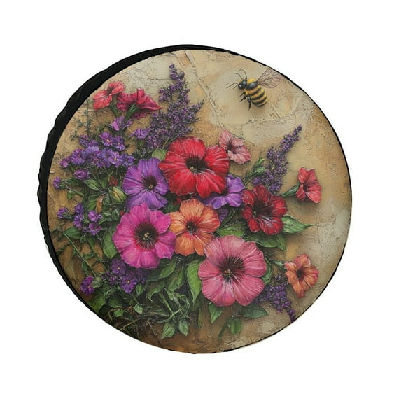 Camper Spare Tire Cover 15inch Spring Bee Red Geranium Wheel Protectors ...