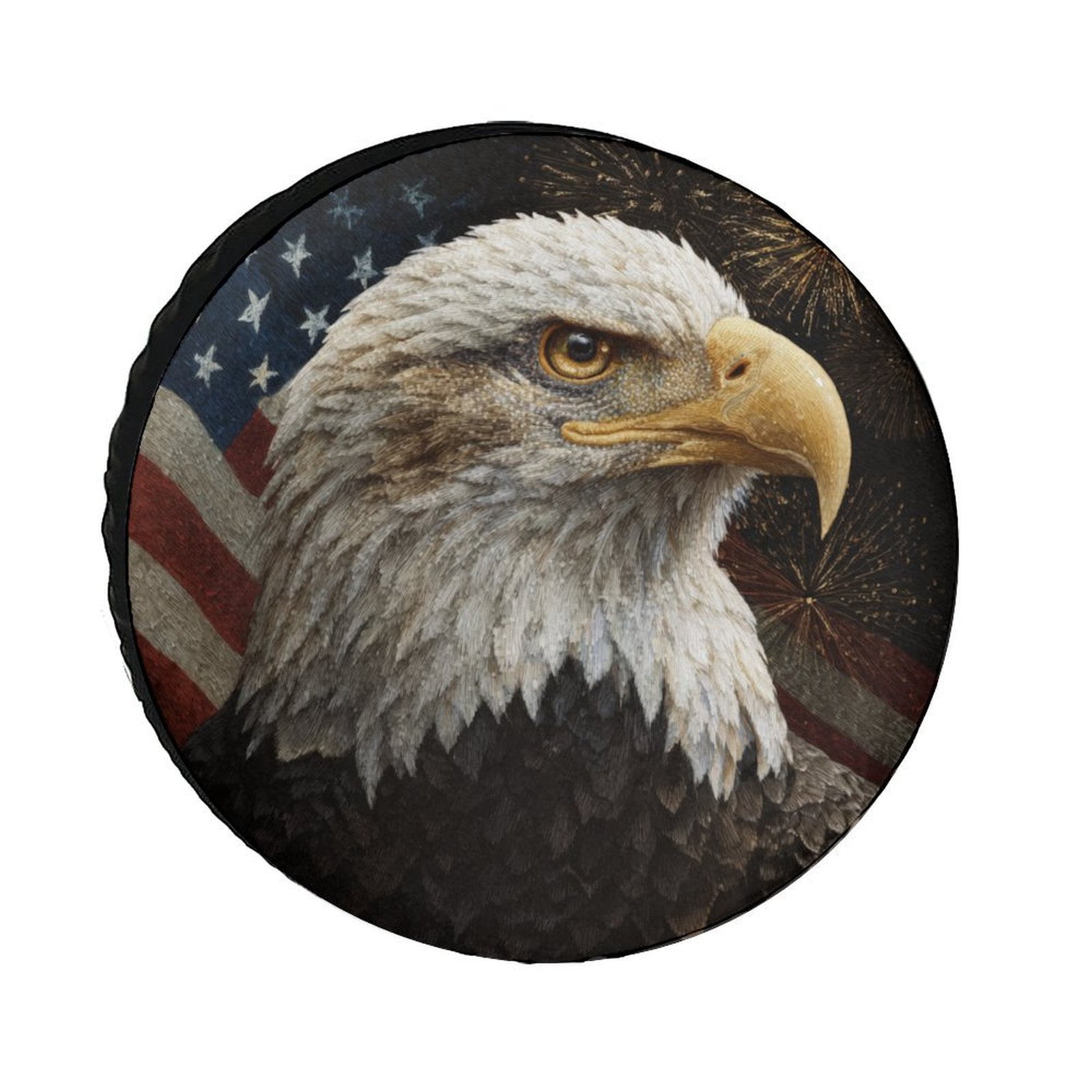 Camper Spare Tire Cover American Flag Eagle Firework Wheel Tire Covers ...