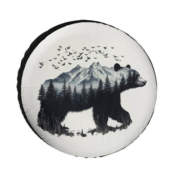 Camper Spare Tire Cover Bear And Mountain Waterproof Polyester Wheel ...