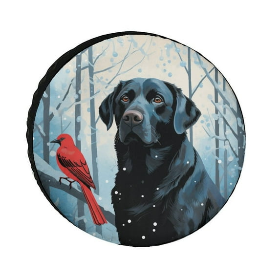 Camper Spare Tire Cover Black Lab Christmas Red Bird - Cute Labrador ...