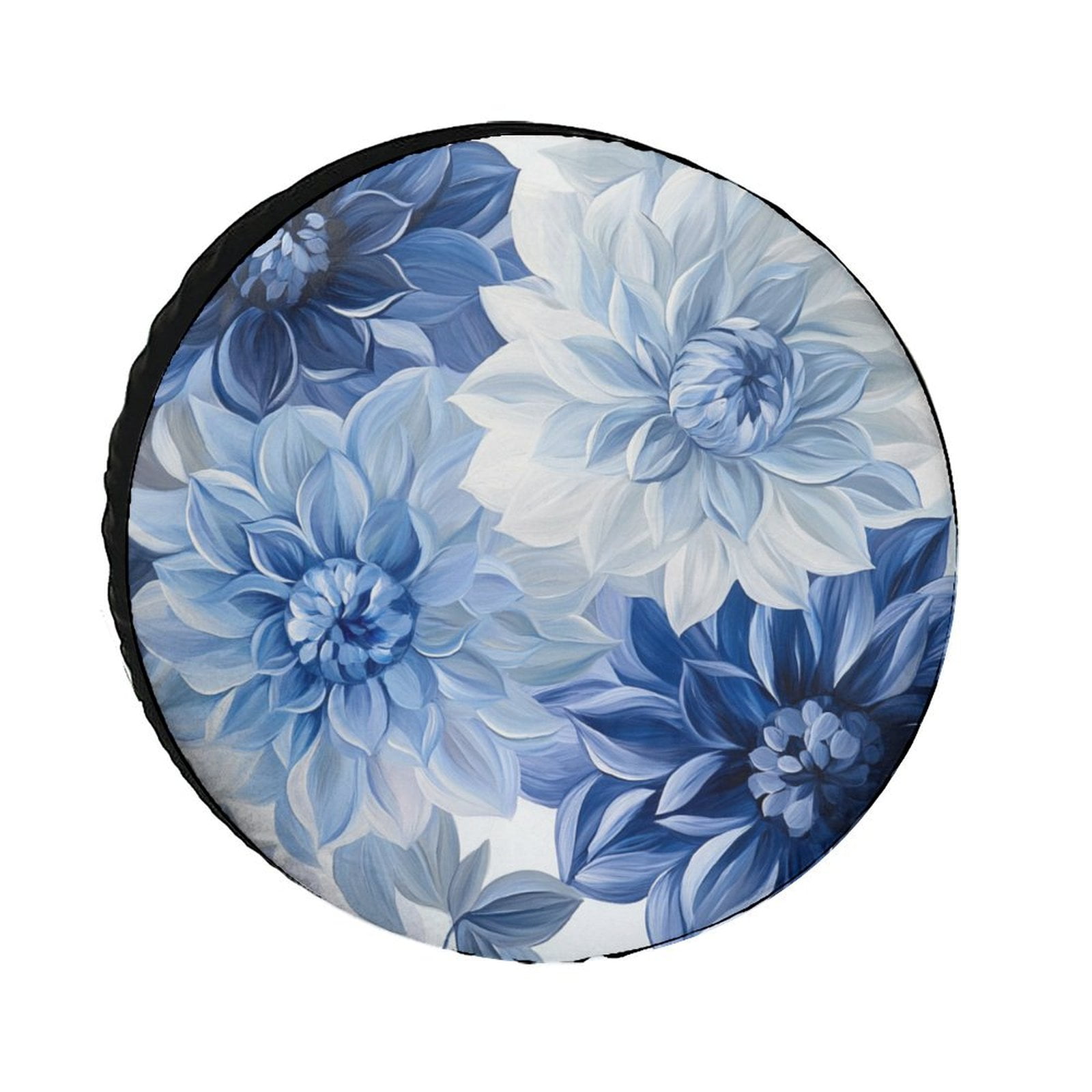 Camper Spare Tire Cover Blue And Grey Dahlia Flower Polyester Universal ...