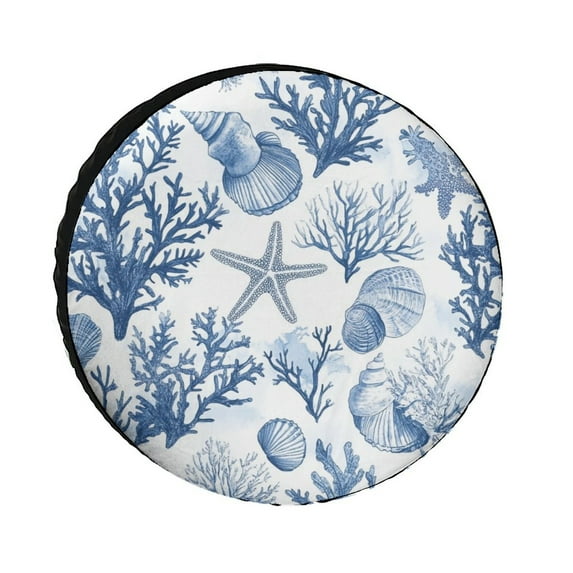 Camper Spare Tire Cover Blue Ocean Beach Seashell Starfish Themed ...