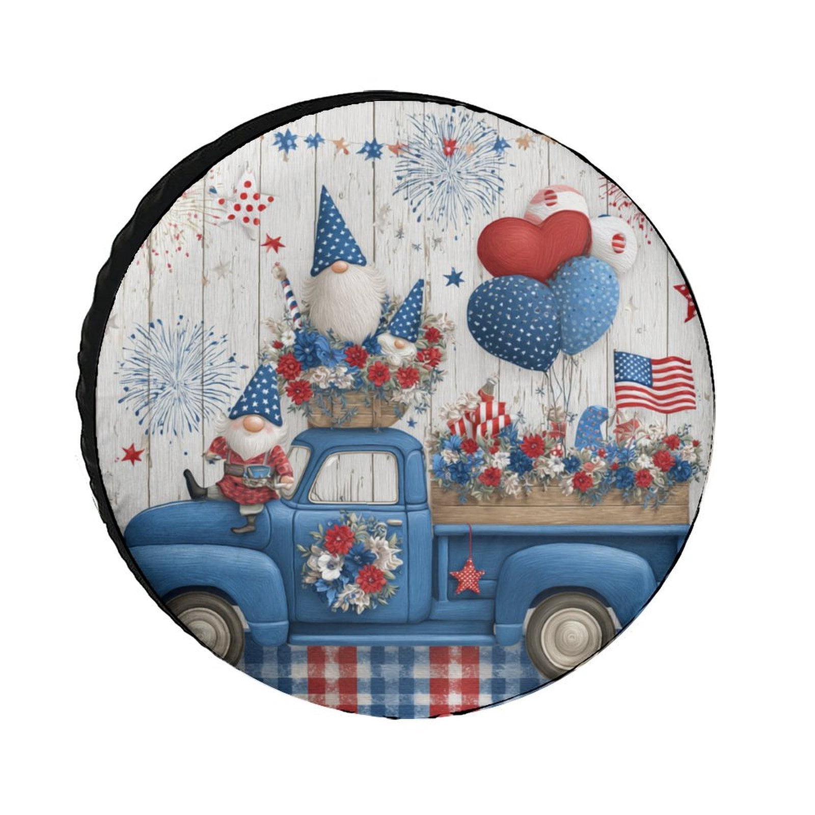 Camper Spare Tire Cover Blue Vintage Pickup Truck Gnome Wheel ...